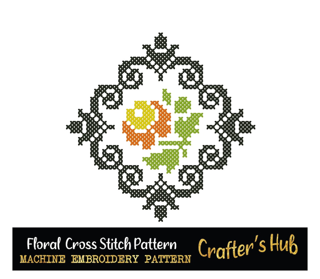 Floral Cross Stitch Machine Embroidery Pattern - Etsy