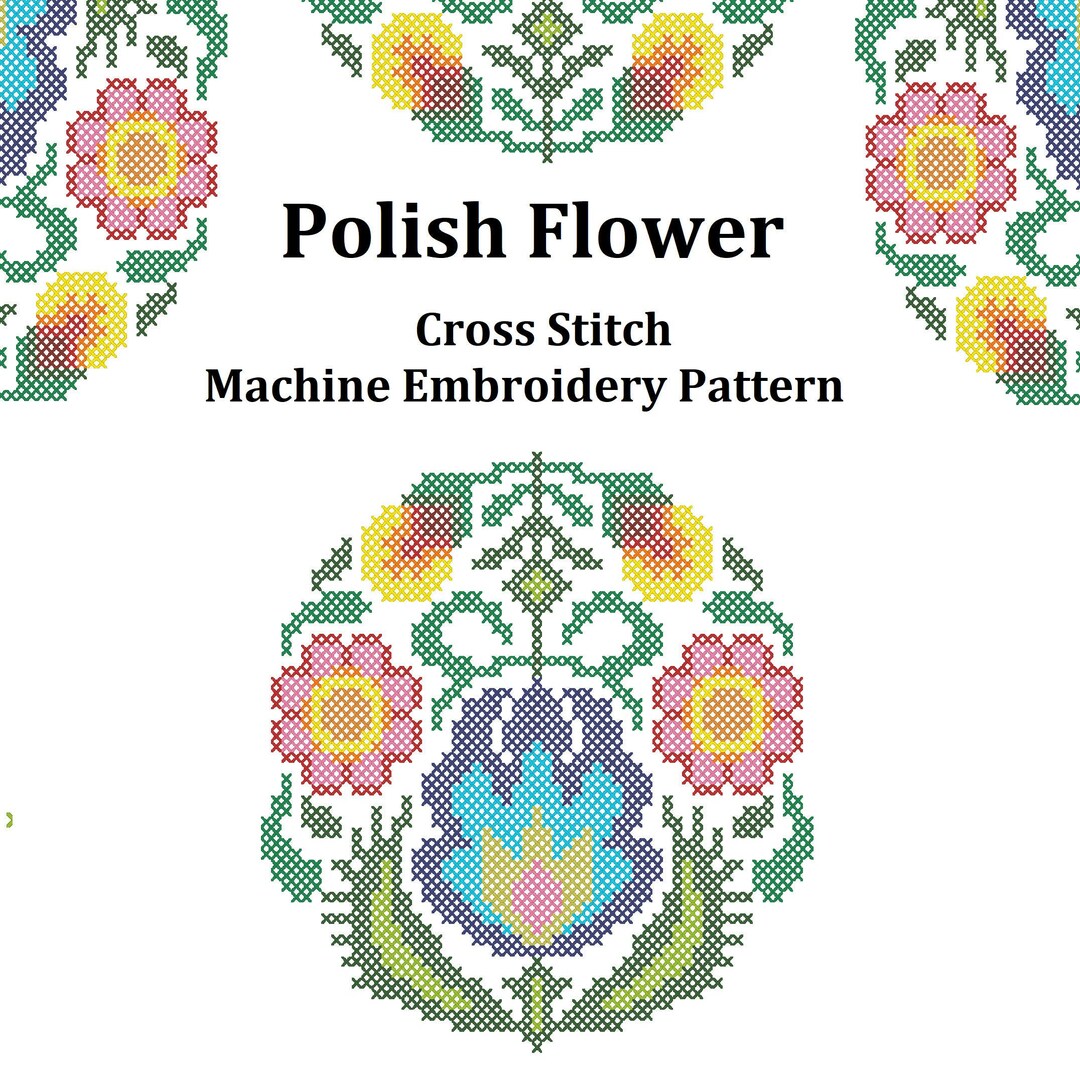Traditional Floral Polish Cross Stitch Machine Embroidery Pattern - Etsy