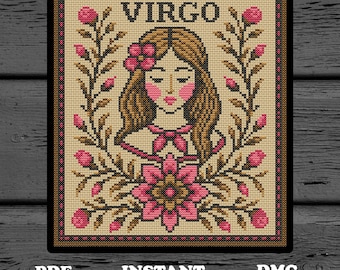 Virgo - Zodiac Sign - Modern Stitch Craft Co Cross Stitch Pattern PDF ...