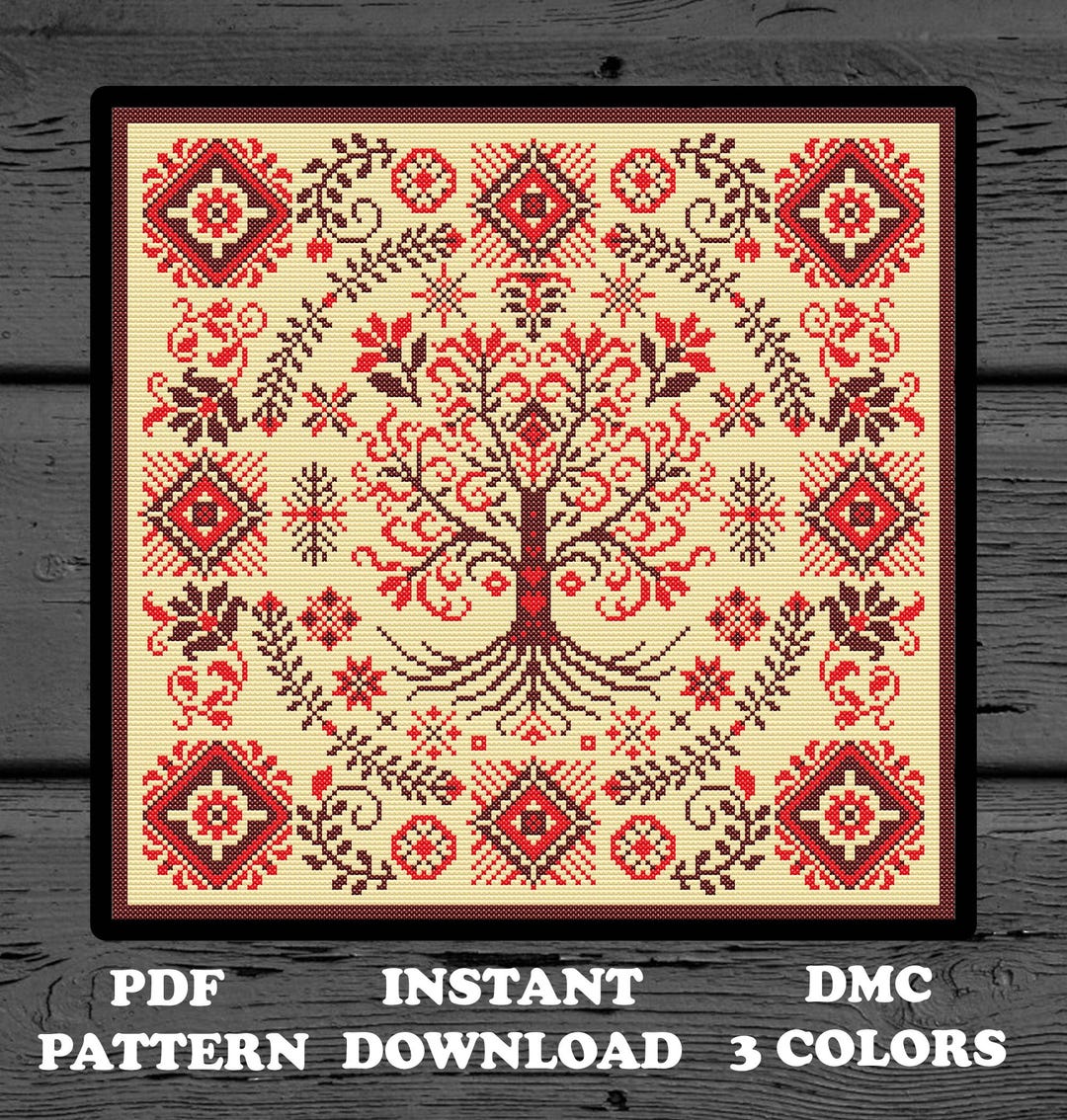 Tree of Life Slavic Cross Stitch PDF Embroidery Pattern, Instant ...