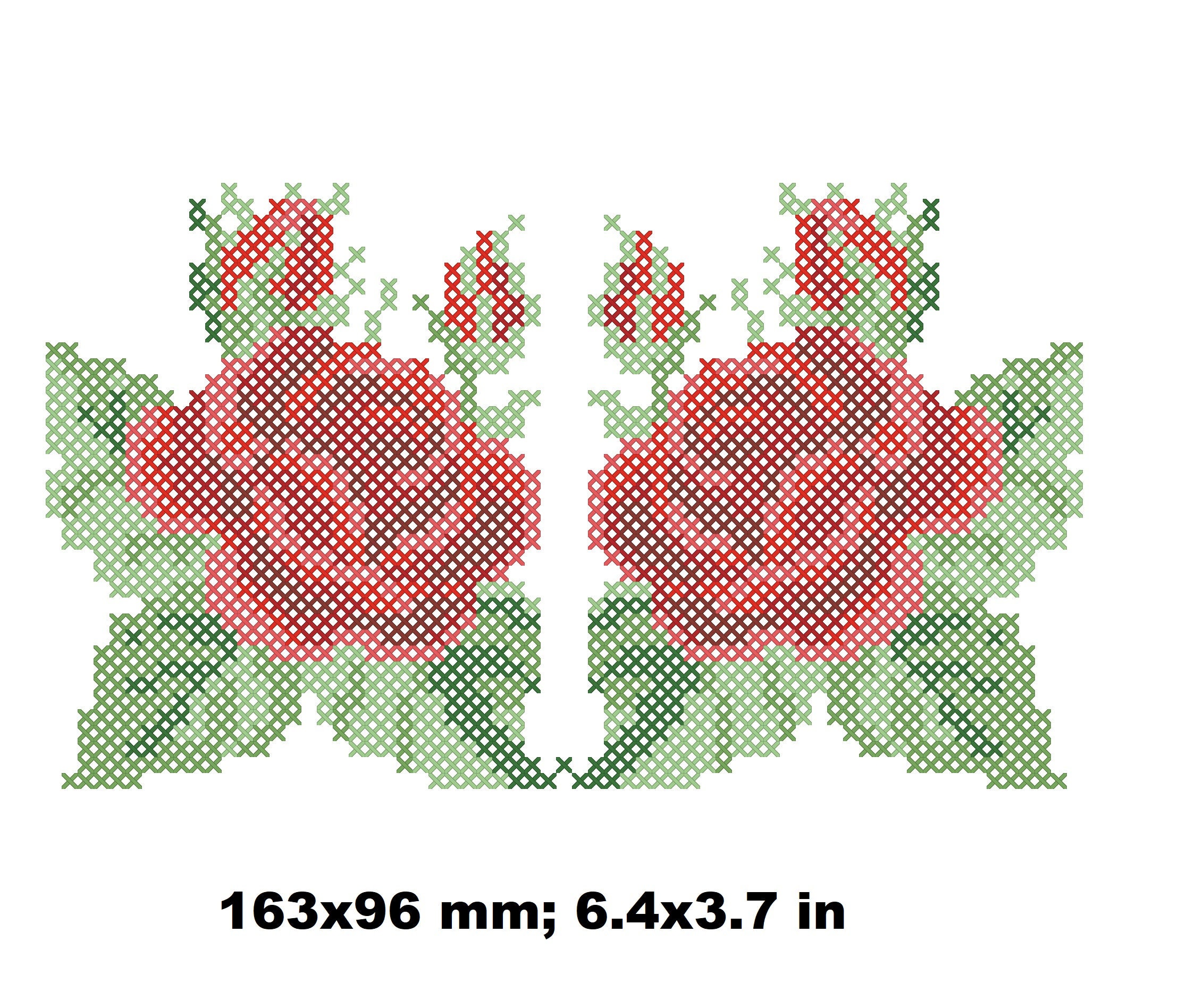 Floral Red Roses Cross Stitch Machine Embroidery Pattern | Etsy