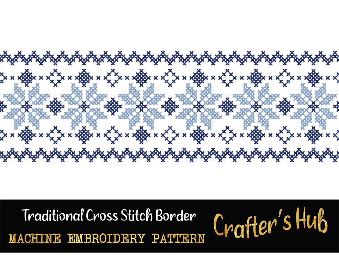 Traditional Floral Cross Stitch Border Machine Embroidery Pattern - Etsy