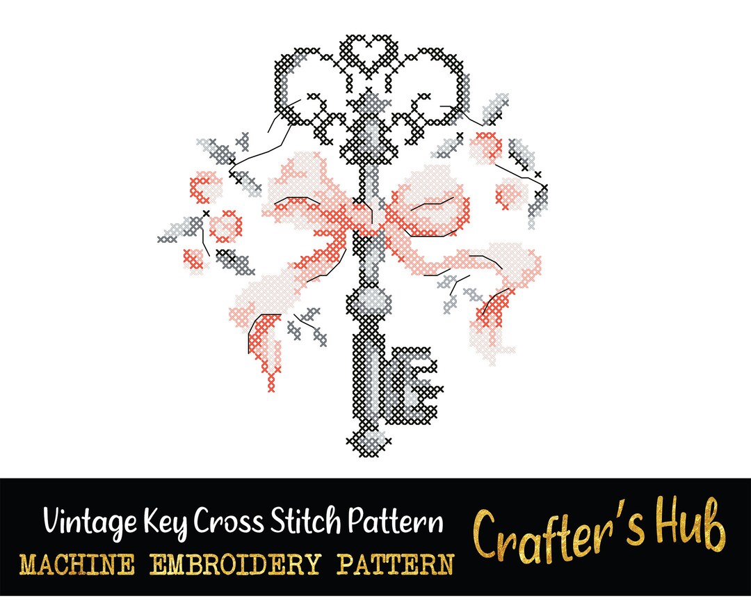 Vintage Key Cross Stitch Machine Embroidery Pattern - Etsy