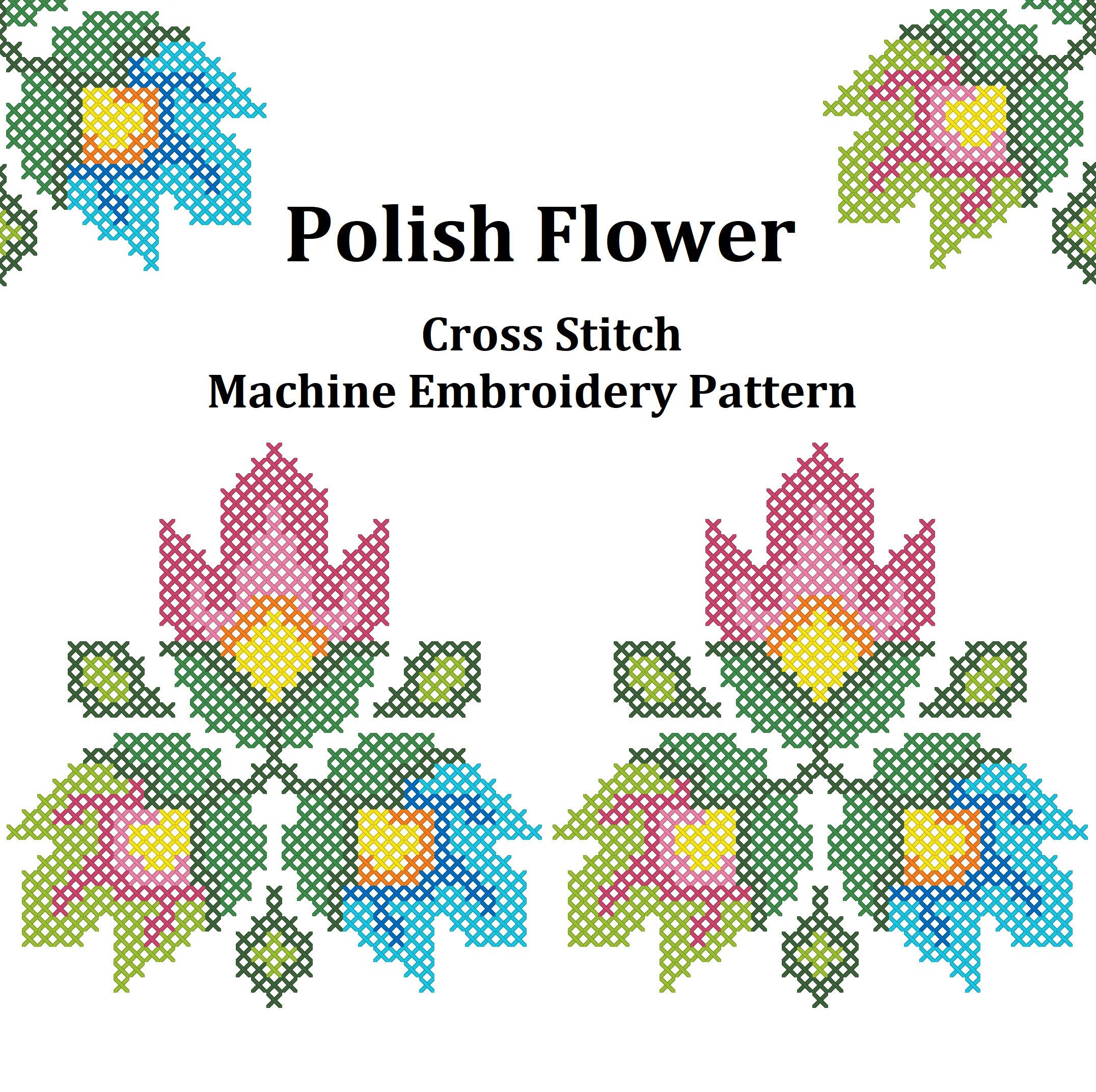 Traditional Polish Floral Cross Stitch Machine Embroidery Pattern - Etsy