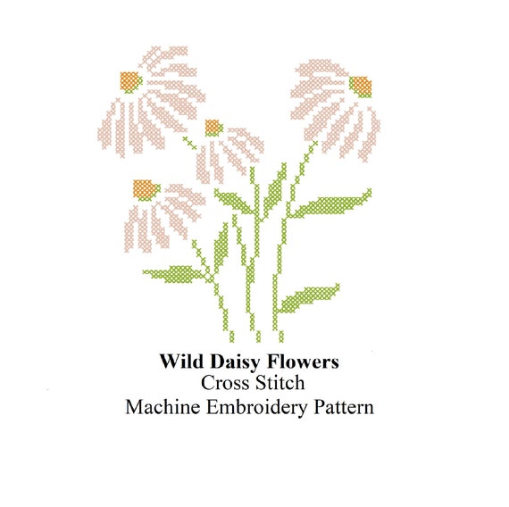 Wild Daisy Flowers Cross Stitch Machine Embroidery Pattern | Etsy