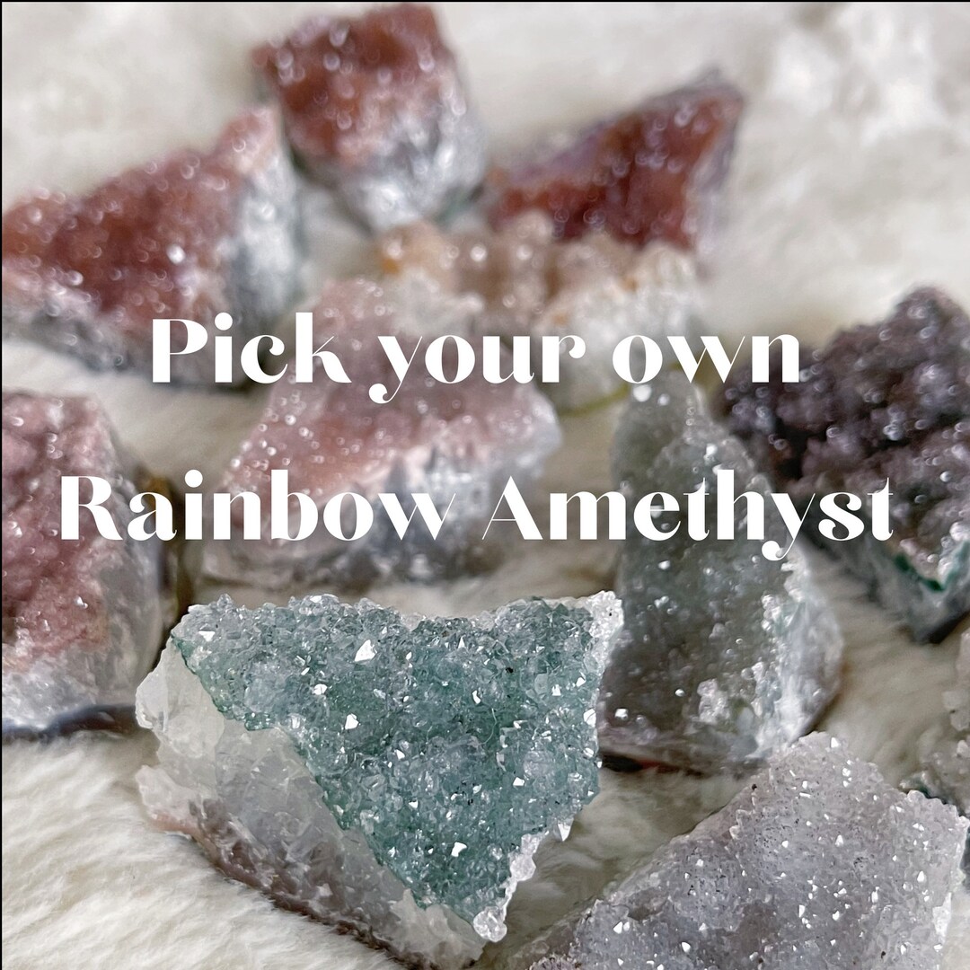 Pick Your Own Rainbow Amethyst Natural Sugar Druzy Cluster Rainbow ...