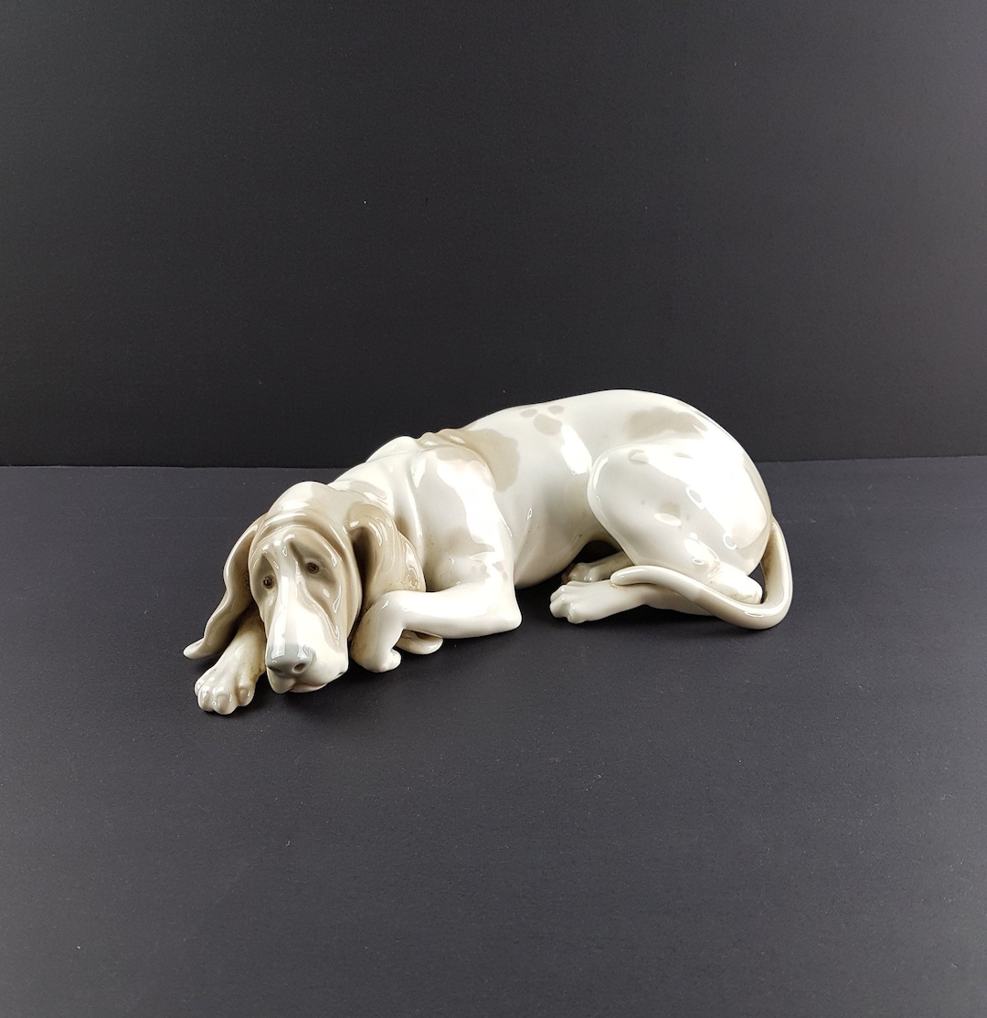 Lladro Dog Figurine, Hound Dog Figurine, China Figurine, Dog Figurine ...