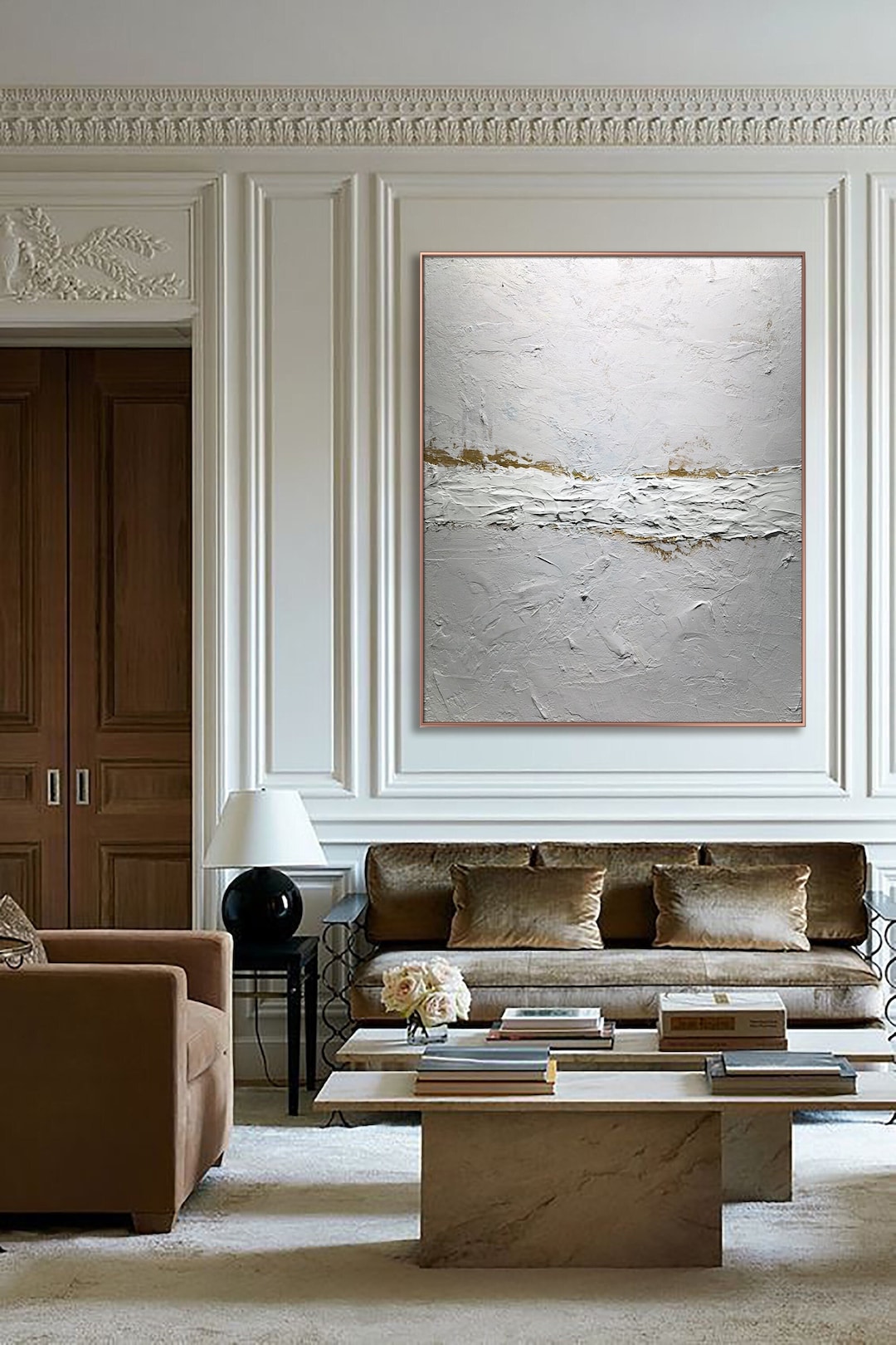 Large Abstract White Painting, White Paintings, White 3D Textured ...