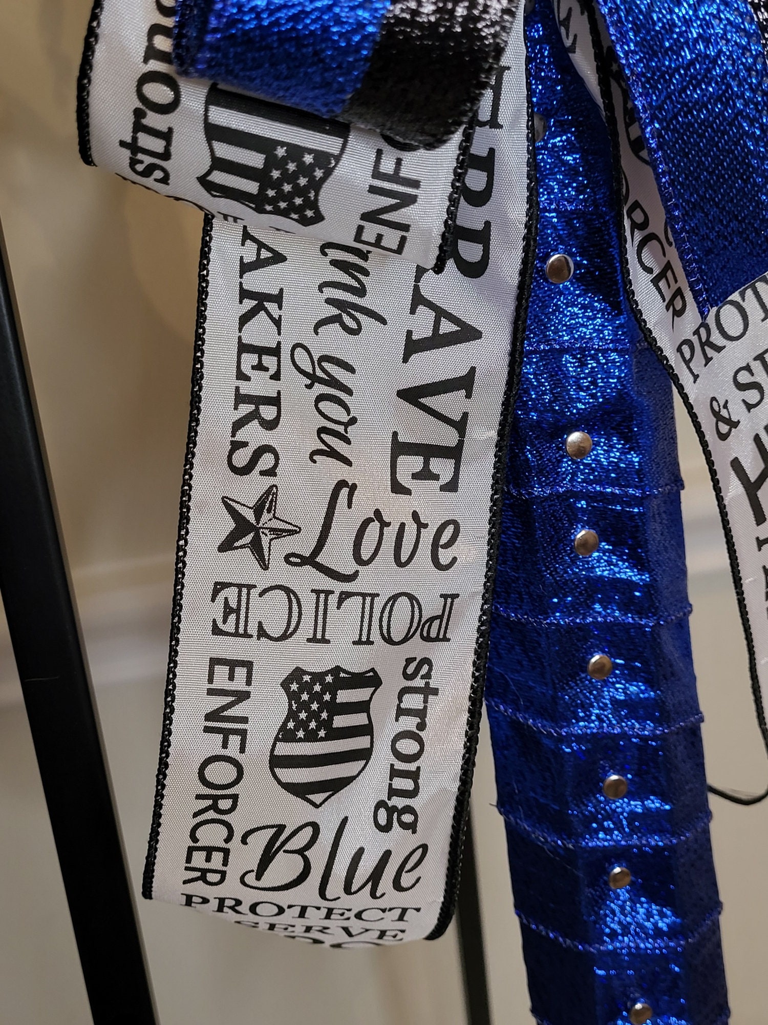 Police Law Enforcement Sympathy/memorial Studded Cross Wreath - Etsy