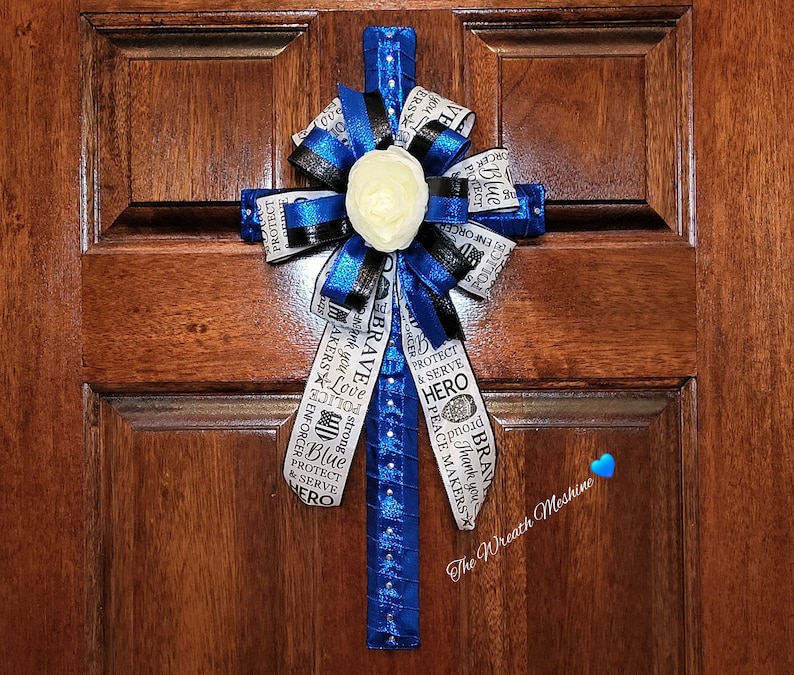 Police Law Enforcement Sympathy/memorial Studded Cross Wreath - Etsy