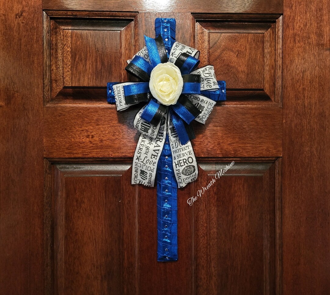 Police Law Enforcement Sympathy/memorial Studded Cross Wreath - Etsy