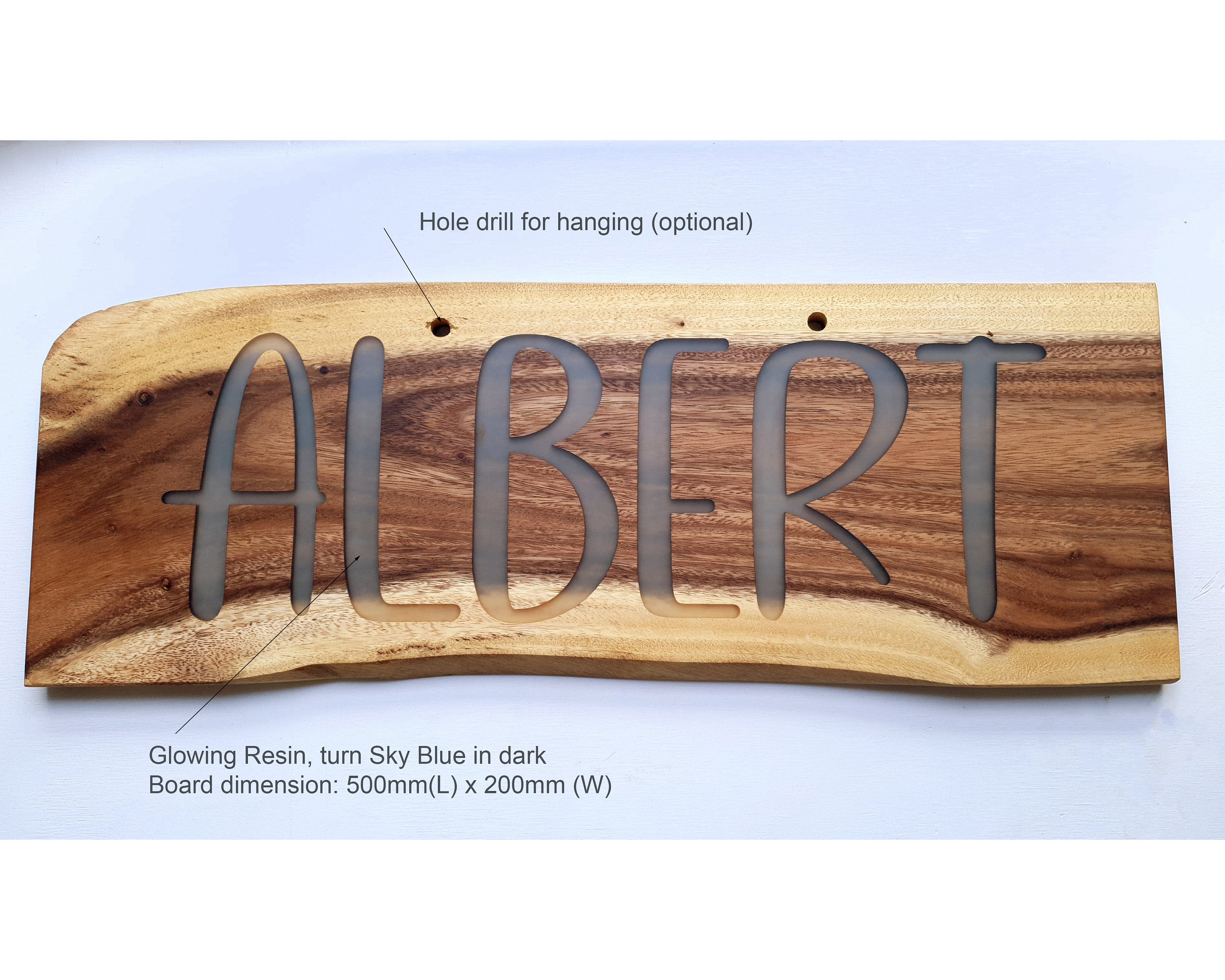 Personalised Live Edge Name Engraved Board / Resin Board Name / Epoxy ...