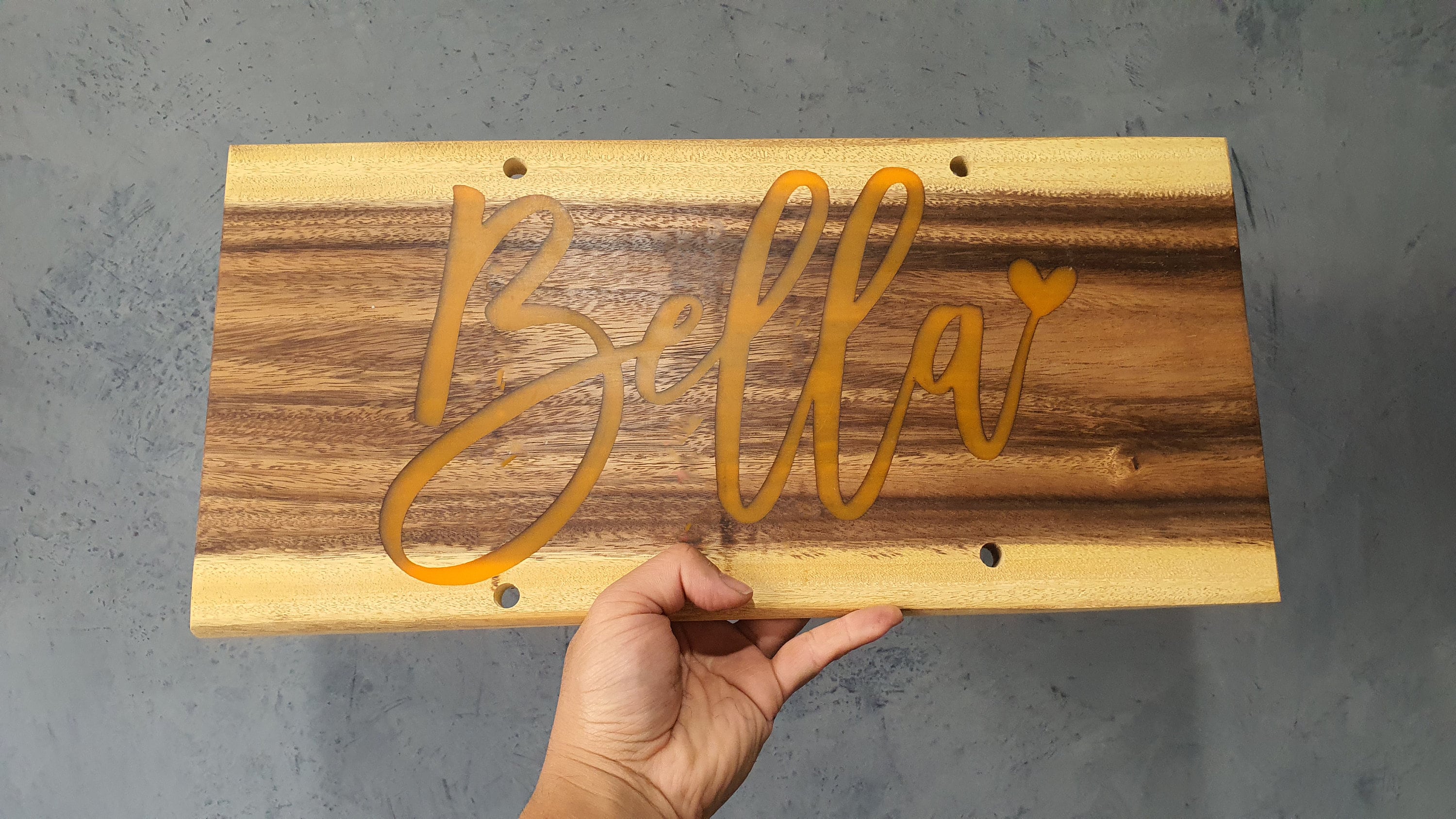 Personalised Live Edge Name Engraved Board / Resin Board Name / Epoxy ...