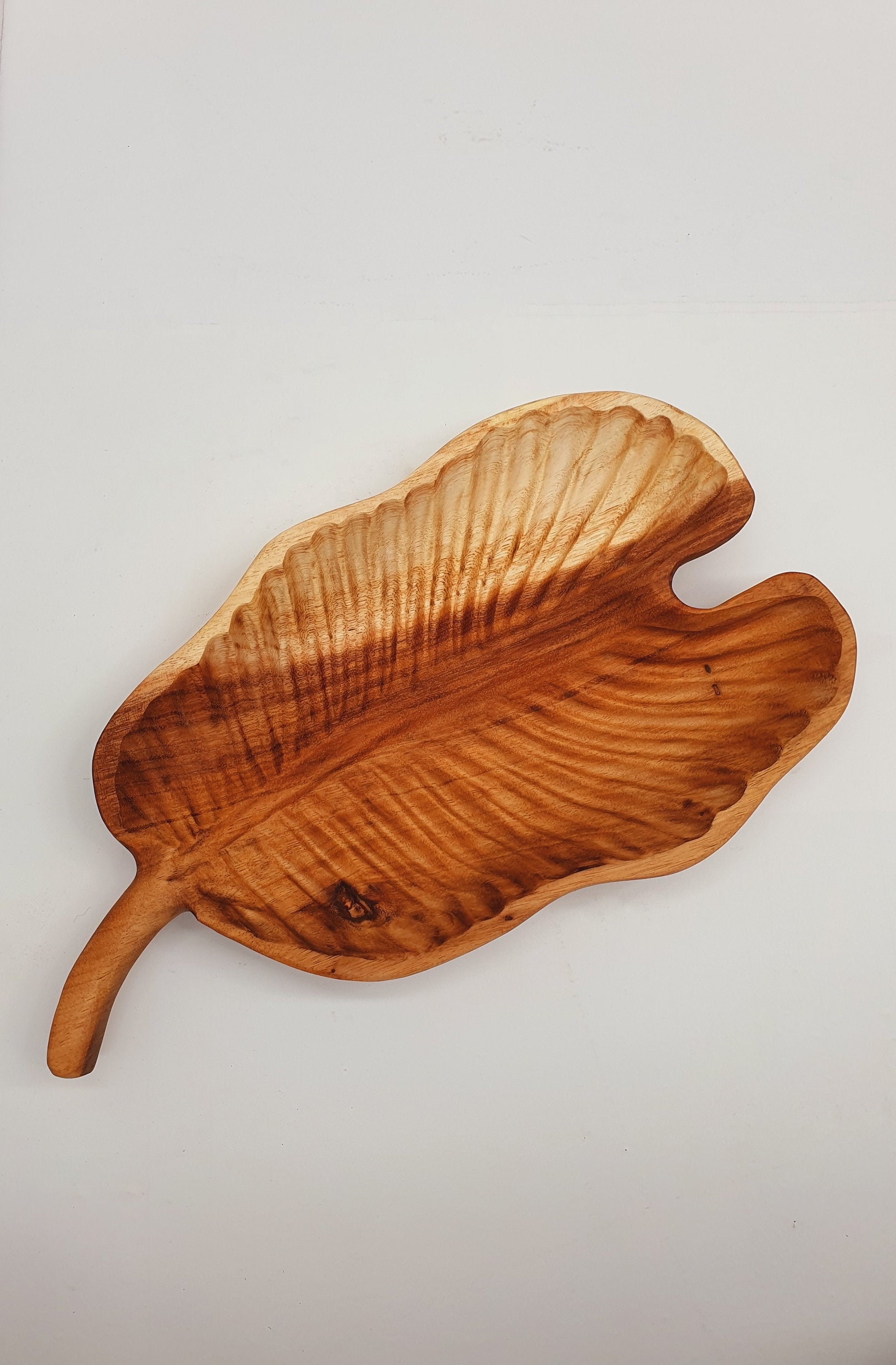 Scallop Leaf Serving Platter / Home Decor / Table Display / Hand Carved ...