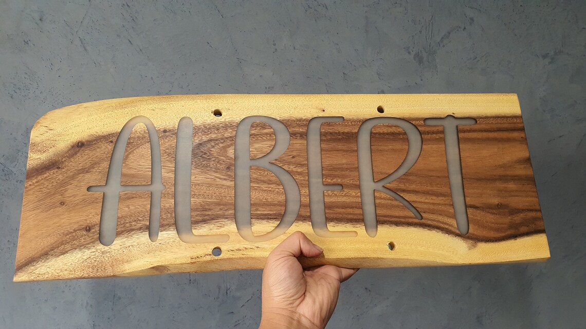 Personalised Live Edge Name Engraved Board / Resin Board Name / Epoxy ...