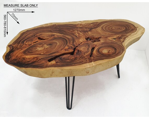 COF042 Dark Brown Raintree Wood Live Edge Coffee Table Etsy