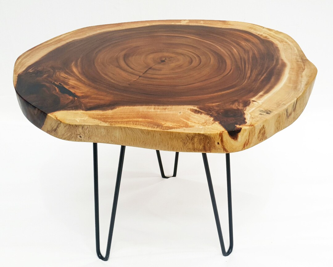 Natural Monkeypod Wood Coffee Table With Dark Features | Natural Coffee ...