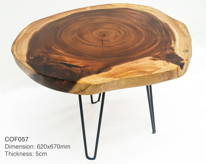Natural Monkeypod Wood Coffee Table With Dark Features | Natural Coffee ...