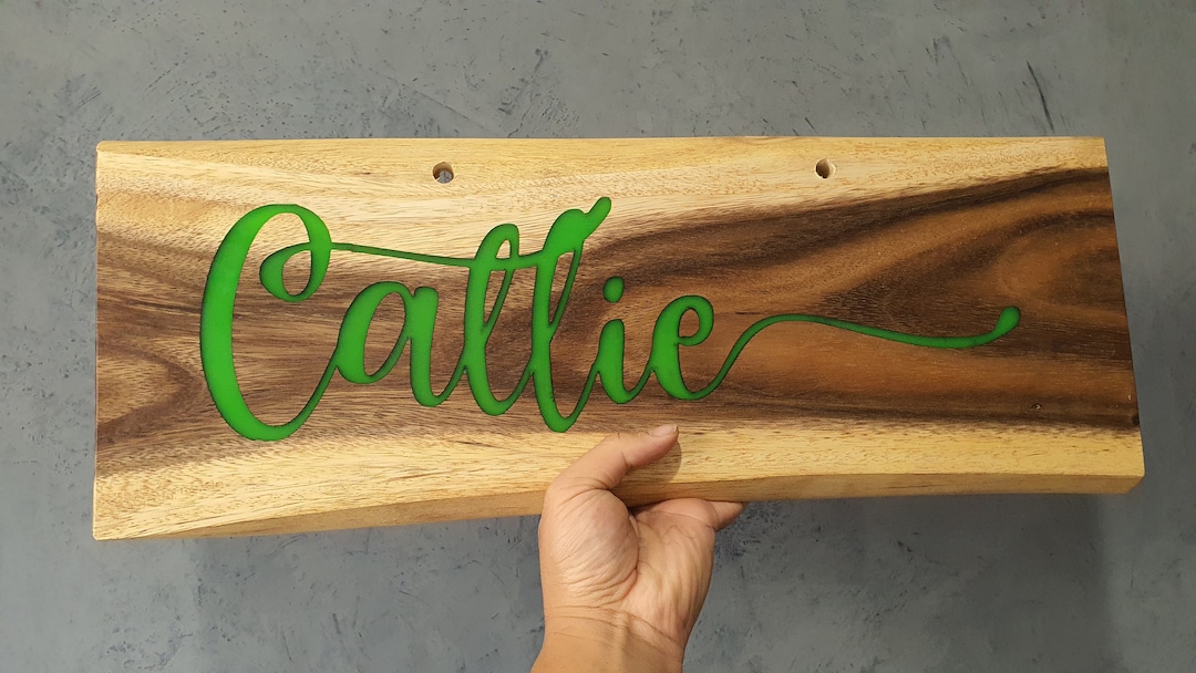 Personalised Live Edge Name Engraved Board / Resin Board Name / Epoxy ...