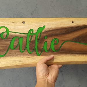Personalised Live Edge Name Engraved Board / Resin Board Name / Epoxy ...