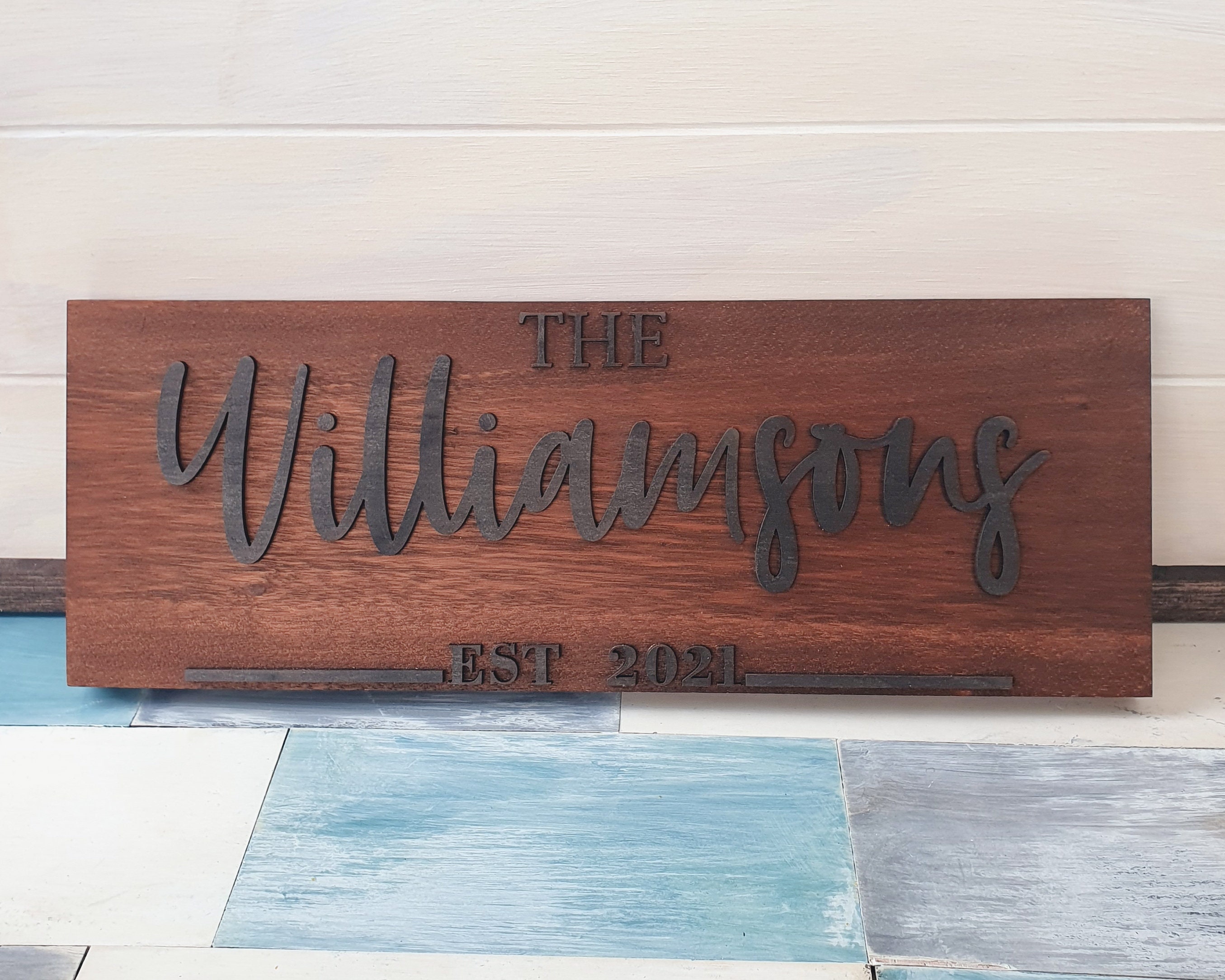 Father's Day Personalised Family Name Plaques Pure Solid Wood Home ...