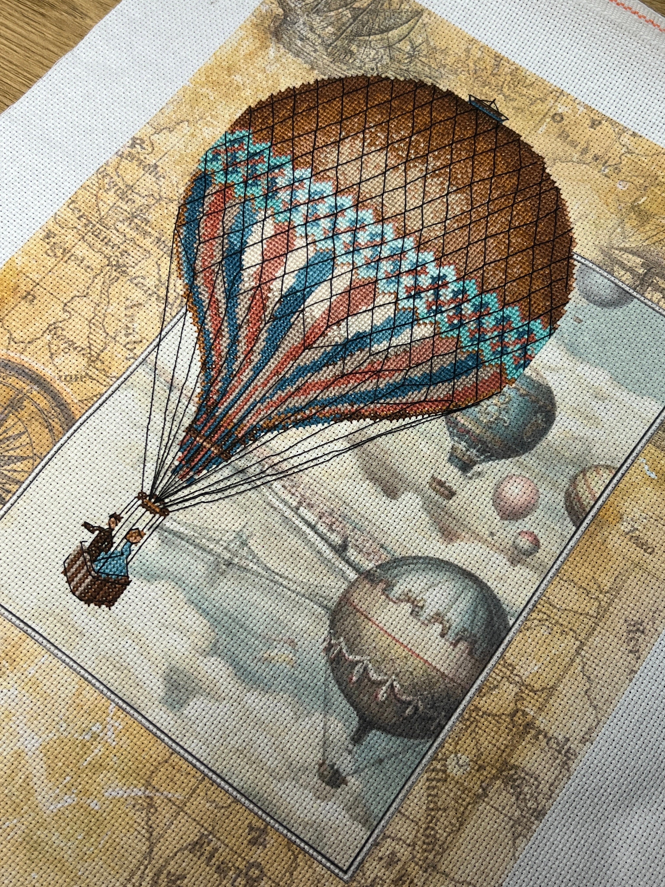 Hot Air Balloon Handmade Cross Stitch Completed - Etsy