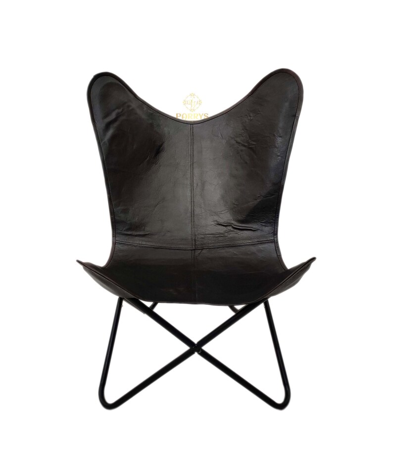 Leather Butterfly Chair With Metal Frame – Rustic Accent Chair for ...