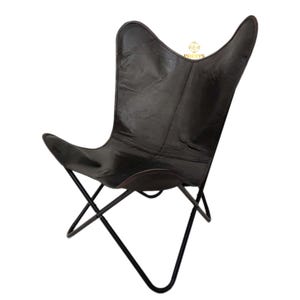 Leather Butterfly Chair With Metal Frame – Rustic Accent Chair for ...