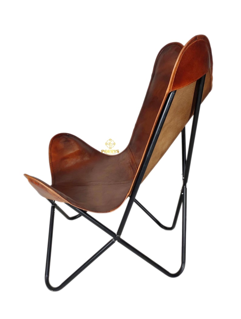 Handcrafted Leather Butterfly Chair Comfortable Industrial Vintage ...