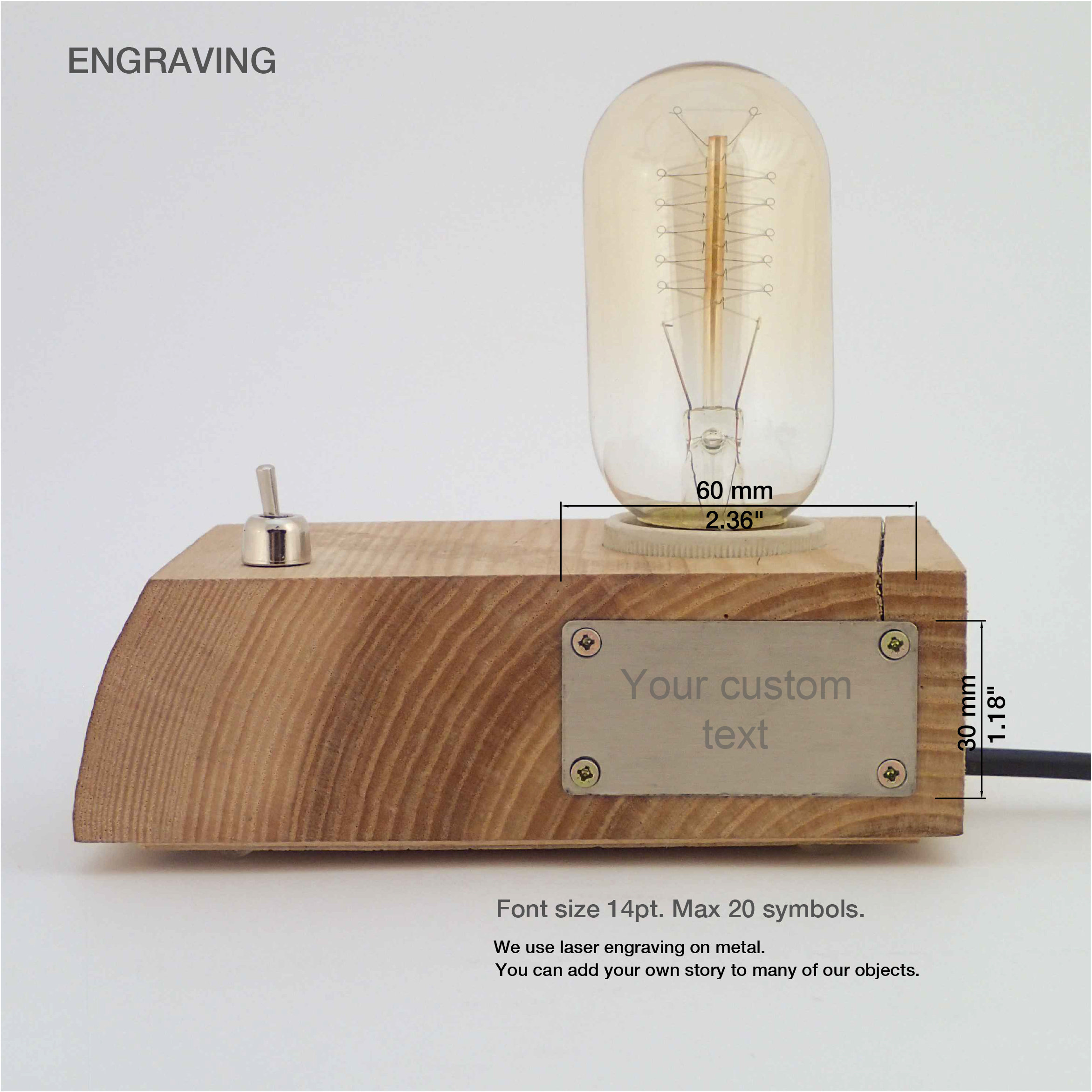 Wooden Edison Lamp - Oak Wood, Industrial Design. - Etsy