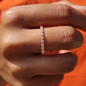 Bubble Prong Full Eternity 2.00 MM Round Cut Colorless Moissanite ...