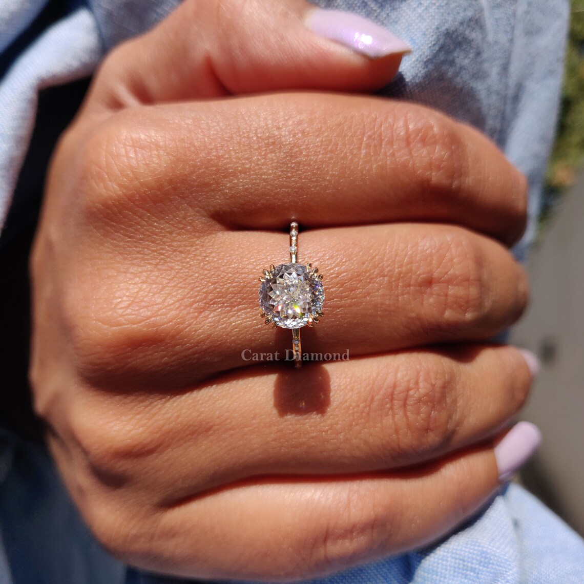 1.94 CT Portuguese Cut Colorless Moissanite Wedding Ring | Etsy