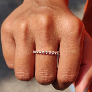 Bubble Prong Full Eternity 2.00 MM Round Cut Colorless Moissanite ...