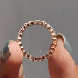 Bubble Prong Full Eternity 2.00 MM Round Cut Colorless Moissanite ...