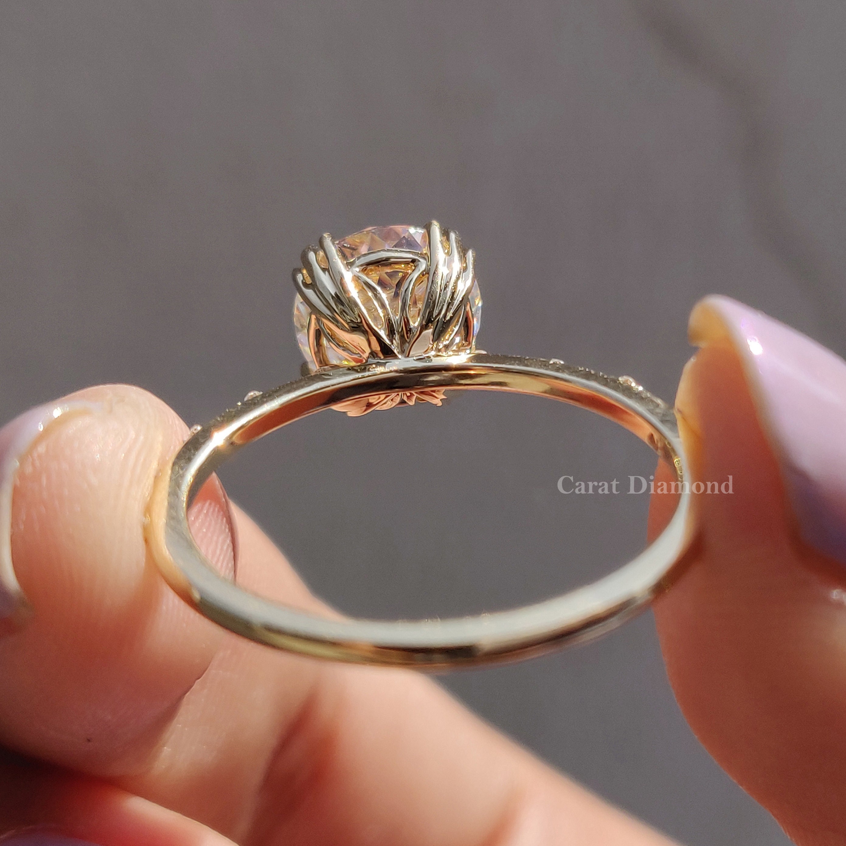 1.94 CT Portuguese Cut Colorless Moissanite Wedding Ring, Unique ...