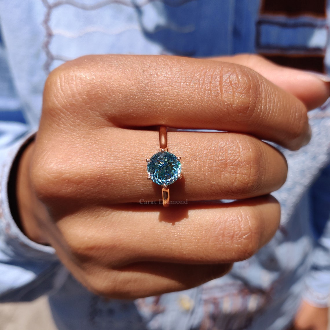 2.15 CT Portuguese Cut Cyan Blue Moissanite Ring Engagement | Etsy