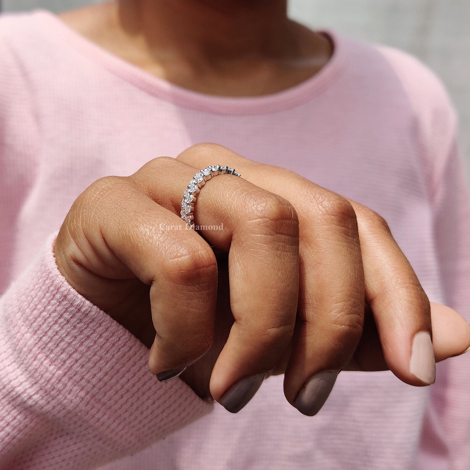Double Row Eternity Band 2.00 MM Round Cut Colorless - Etsy