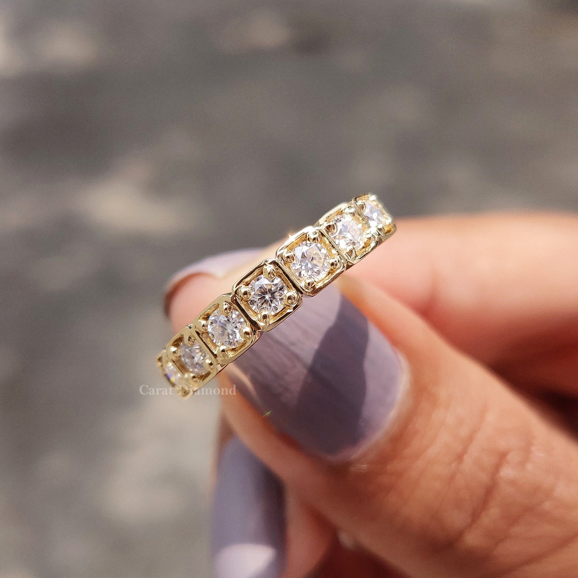 Seven Stone Eternity Band 2.80 MM Round Cut Colorless - Etsy