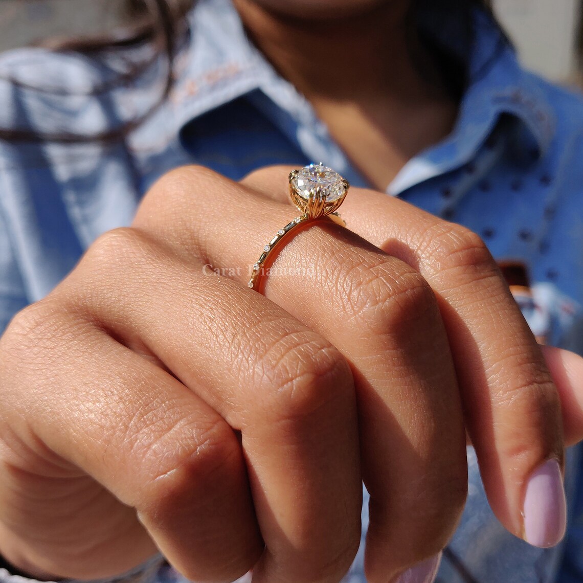 1.94 CT Portuguese Cut Colorless Moissanite Wedding Ring | Etsy