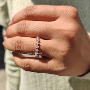 Lab Grown Diamond Wedding Band, 2.50 MM Round Cut Diamond Wedding Band ...