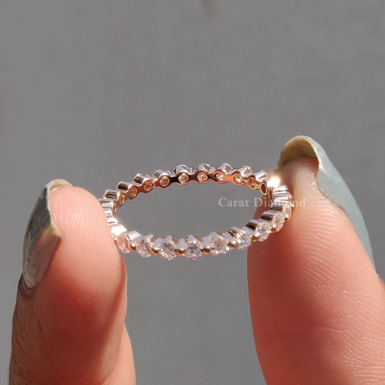 Bubble Prong Full Eternity 2.00 MM Round Cut Colorless Moissanite ...