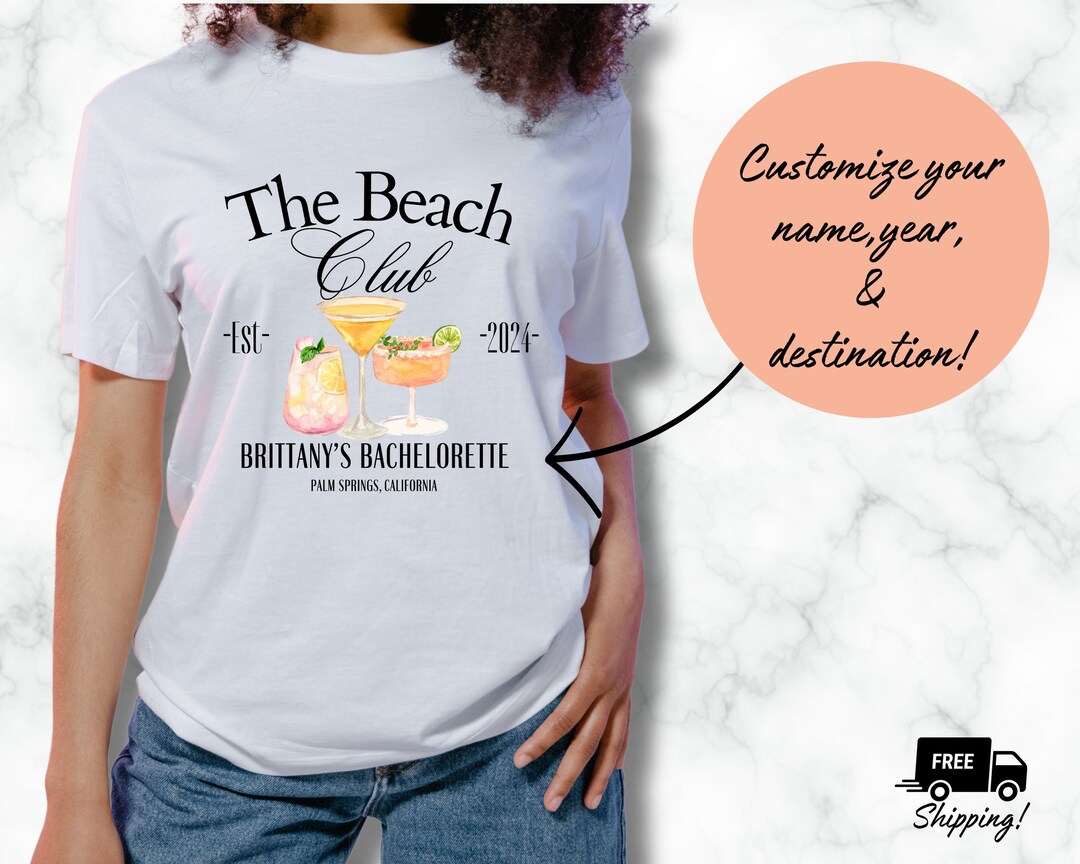 Custom Beach Club Shirt, Beach Club Bach Shirt, Club Bachelorette Shirt ...