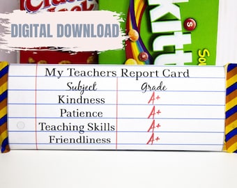 Diy Teacher Appreciation Report Card - Etsy