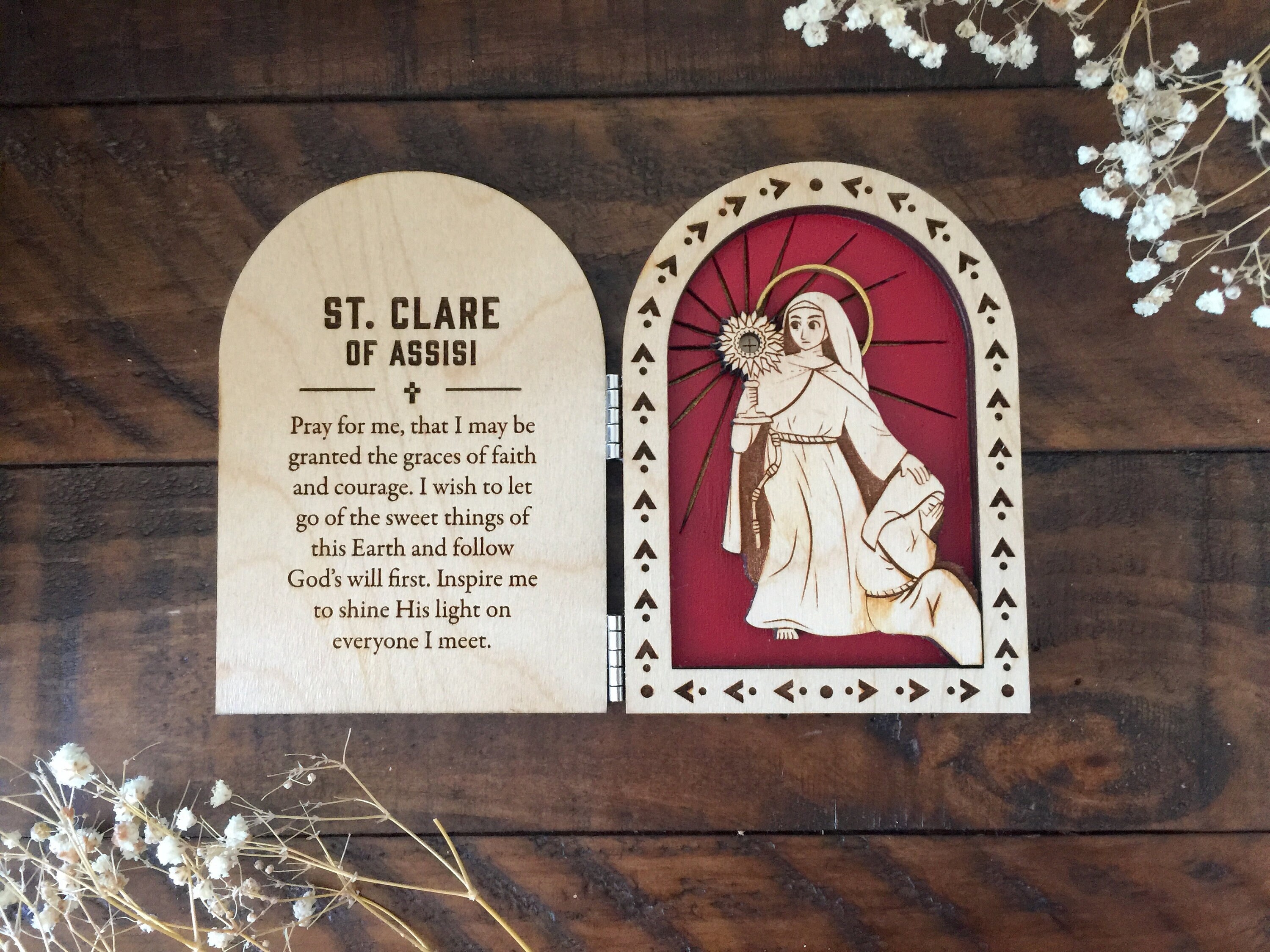 St. Clare of Assisi Desk Diptych Patron Saint of Goldsmiths - Etsy
