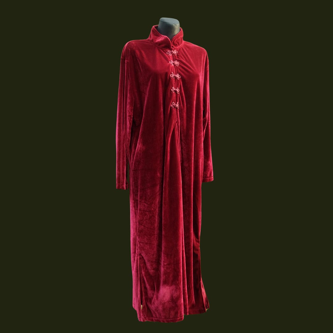 Vintage Velvet Robe in Burgundy Red/dressing Gown, Vintage Lover Gift ...