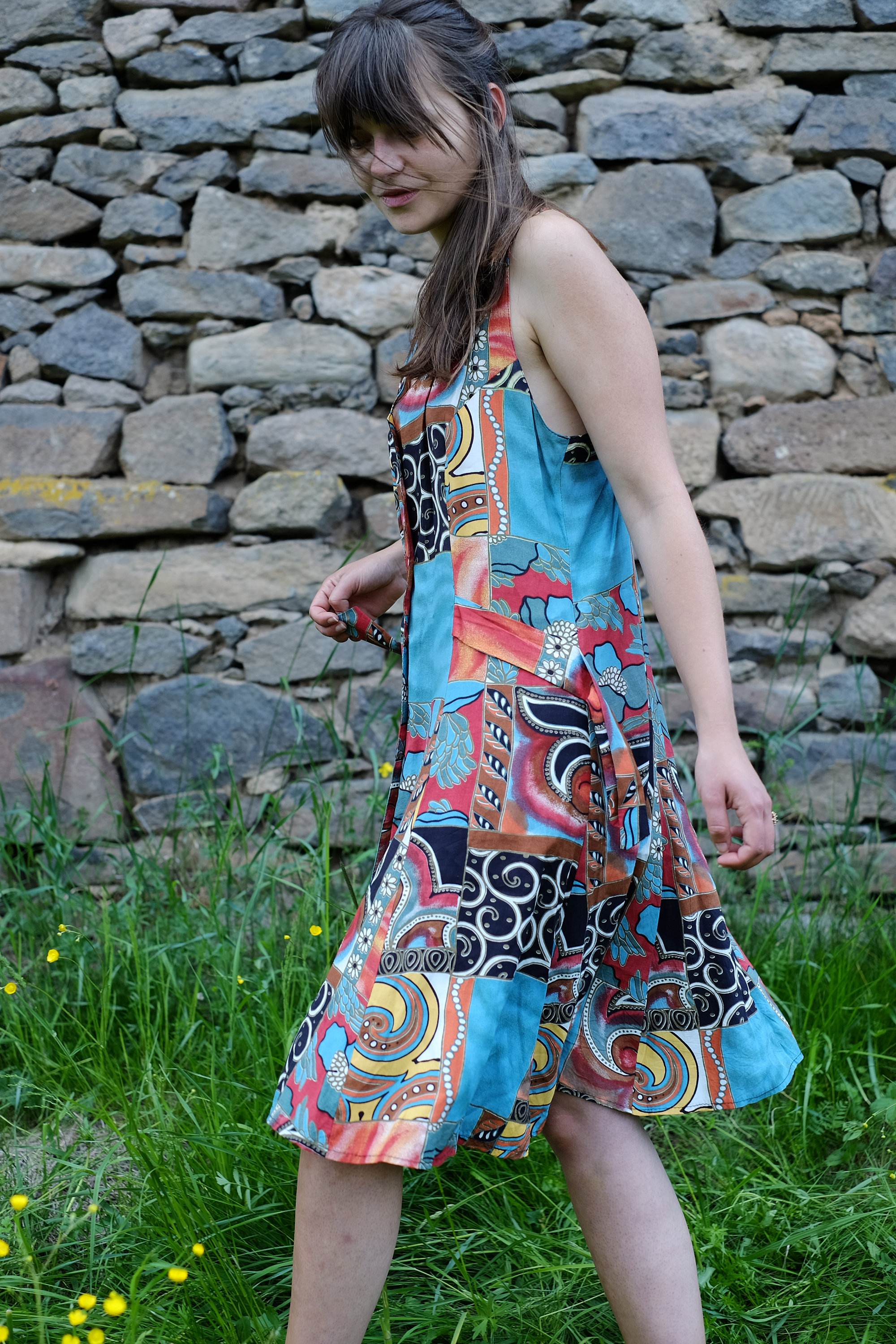 80s Vintage Colourful Summer Boho Hippie Patchwork Midi Dress - Etsy