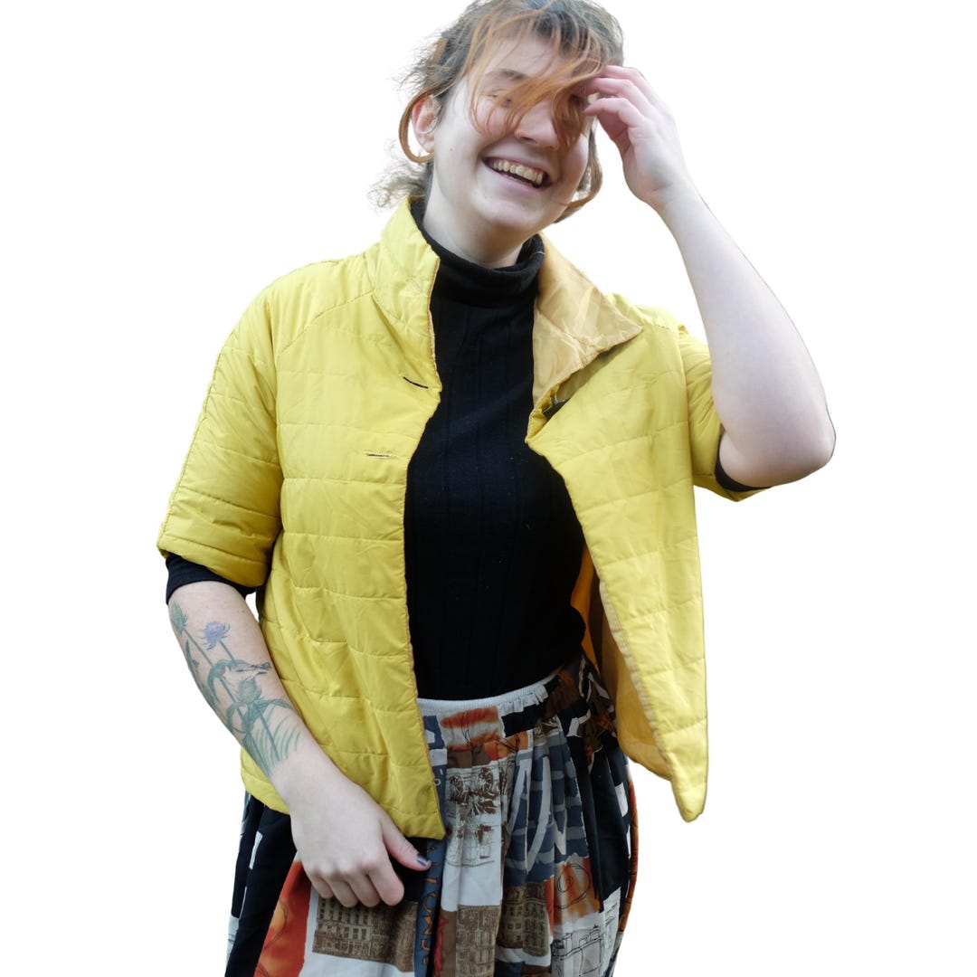 Vintage Bright Yellow Crop Puffer Jacket - Etsy