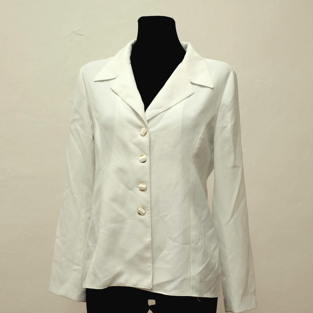 Vintage White Simple Blazer With Golden Buttons - Etsy