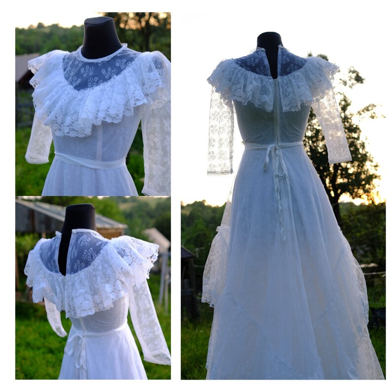 80s Punk Vintage Ruffled Lace Wedding Dress - Etsy