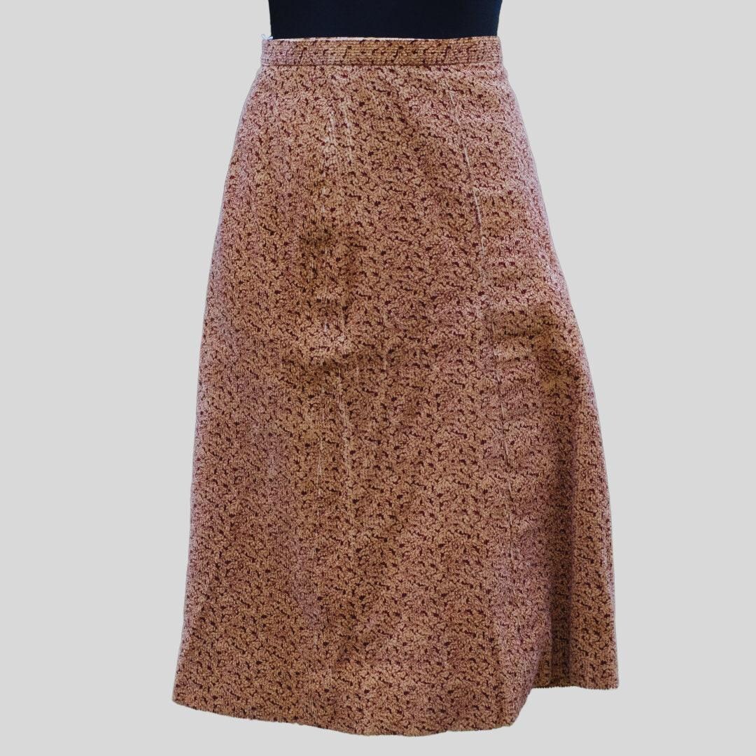 60s/70s Vintage MOD Brown Corduroy Skirt With Floral Pattern, Size S - Etsy
